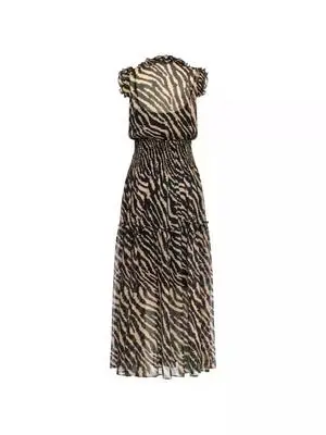 MAISON COMMON Ruffled Zebra-print Silk Maxi Dress