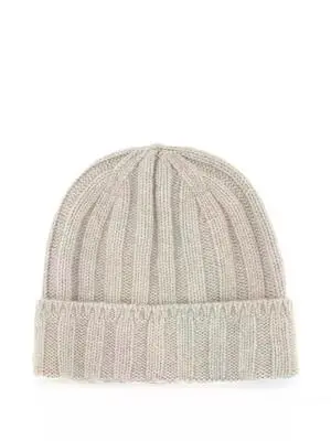VANISE Chalk Ribbed-knit Beanie Hat