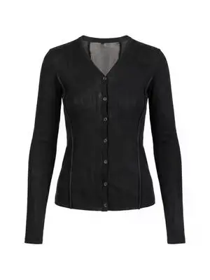 Masnada Ribbed Cardigan With Chiffon Insert