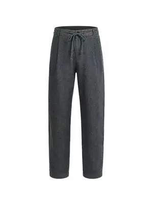 HANNES ROETHER Drawstring-waist Linen Trousers - Grey