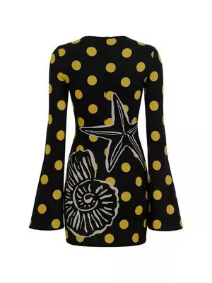 CALA DE LA CRUZ Maisha Polka-dot Starfish-print Mini Dress