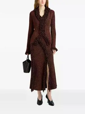 Proenza Schouler Textured Jacquard Long Sleeve Top With Fringe Trim - Brown