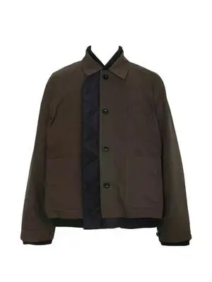 Sacai Quilted-panel Button-up Jacket - Brown