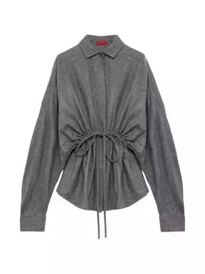 THELATEST Dalida Drawstring-waist Long-sleeve Shirt - Grey