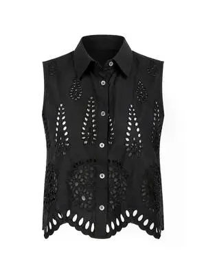 HEVRON Katja Eyelet-detail Shirt - Black