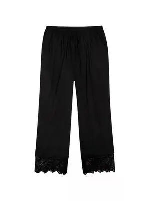 The Great. Rosette Crochet-trim Trousers - Black