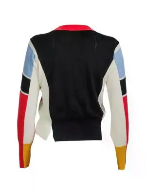 SHIRO SAKAI Colour-block Crew-neck Cardigan