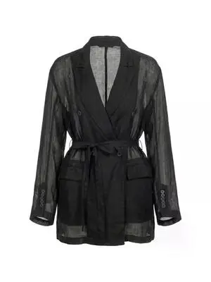 Masnada Double-breasted Belted Jacket - Black