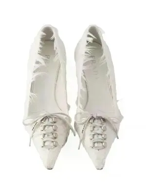 Prada Feather-embellished Satin Pumps