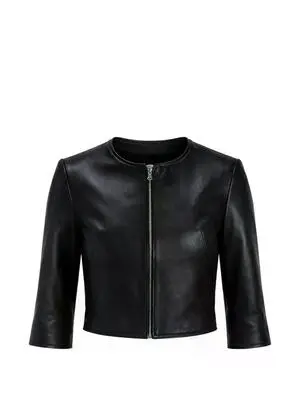SUSAN BENDER Round-neck Leather Jacket - Black