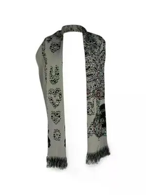 Alexander McQueen Printed Fringed Wool Scarf