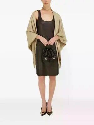 FERRAGAMO Woven Leather Mini Bucket Bag