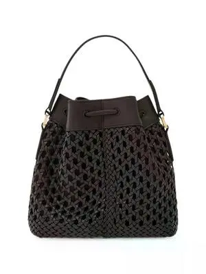 FERRAGAMO Woven Leather Mini Bucket Bag