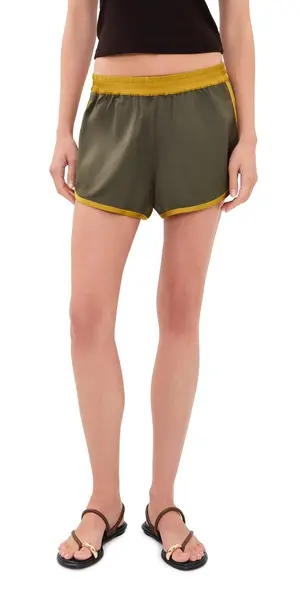 Staud Aero Satin Shorts - Pine Shadow