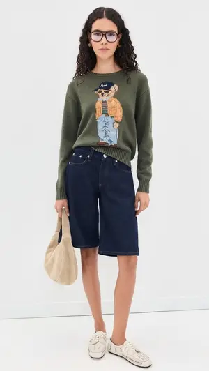 Polo Ralph Lauren Cotton Bear Long Sleeve Crew Neck Pullover