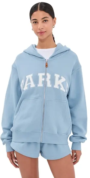 PARKE Zip-up Varsity Hoodie - Sky