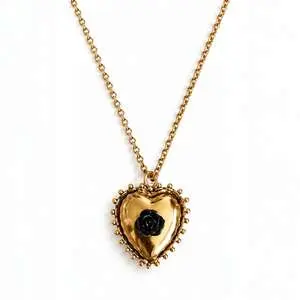 VSTYLE Black Rose Sacred Heart Necklace - Gold