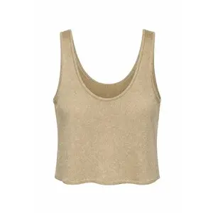 MARIANNE BY MARIE JORDANE Elegant Low-back Lurex Golden Top Sasha Made In France - Gold