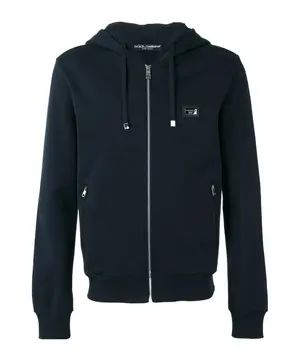 Dolce & Gabbana Drawstring Zip Hoodie - Navy Blue