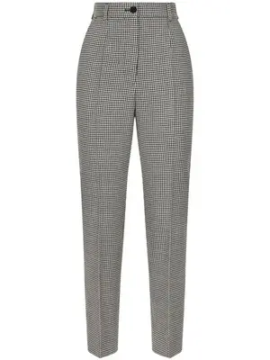 Dolce & Gabbana Houndstooth Wool Trousers - Gray