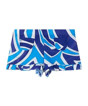 Emilio Pucci Labirinto Iride-print Ruffled Shorts - Turquoise And Blue