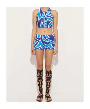 Emilio Pucci Labirinto Iride-print Ruffled Shorts