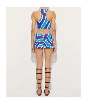 Emilio Pucci Labirinto Iride-print Ruffled Shorts