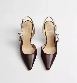 Dior Slingback Pumps With Embroidered Ribbon