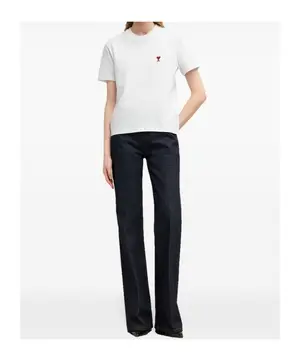 AMI Paris Round Neck Short Sleeve T-shirt - White