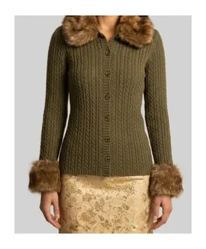 Saint Laurent Long-sleeved Cardigan With Fur Trim