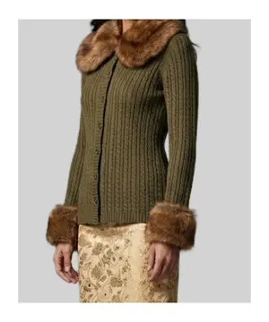 Saint Laurent Long-sleeved Cardigan With Fur Trim