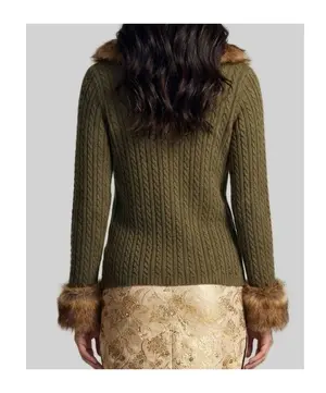 Saint Laurent Long-sleeved Cardigan With Fur Trim