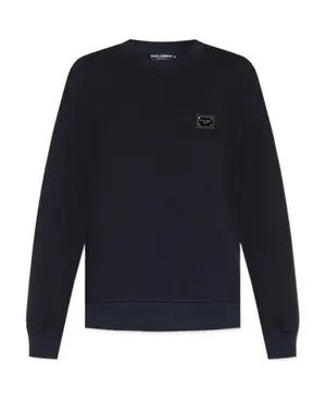 Dolce & Gabbana Dolce Gabbana Logo Plaque Crewneck Sweatshirt - Black