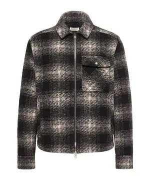 Moncler Check Jersey Zip-up Shirt