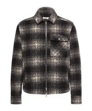 Moncler Checked Zip-up Shirt - Dark Gray