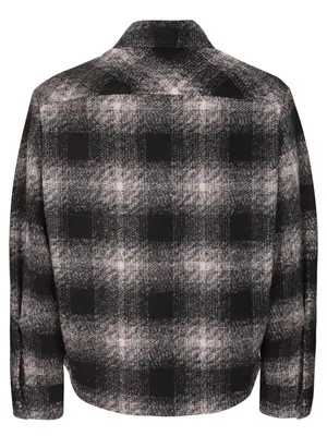 Moncler Checked Zip-up Shirt - Dark Gray