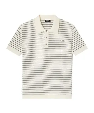 A.p.c. Striped Short-sleeve Polo Shirt - Ecru/kaki