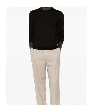 D'ANIELLO Crew Neck Ribbed Trim Sweater