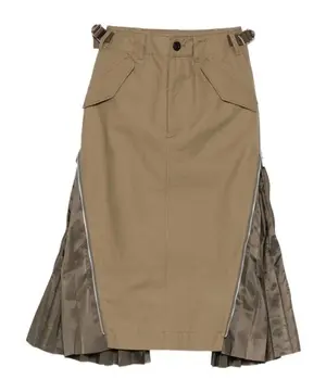 Sacai Zip-detail Midi Skirt - Khaki Green