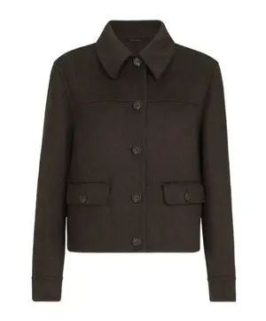 Brunello Cucinelli Hand-crafted Cashmere-beaver Double Cloth Jacket With Monili Embellishment - Pine Cone Brown