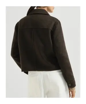 Brunello Cucinelli Hand-crafted Cashmere-beaver Double Cloth Jacket With Monili Embellishment - Pine Cone Brown