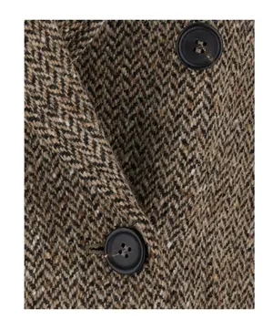 Brunello Cucinelli Sparkling Virgin Wool Chevron Cropped Blazer