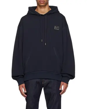Dolce & Gabbana Dolce Gabbana Logo Plaque Drawstring Hoodie