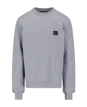 Dolce & Gabbana Dolce Gabbana Logo Plaque Crewneck Sweatshirt - Gray