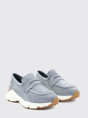 TOD'S Suede Loafers With Penny Bar And Rubber Sole - Grey