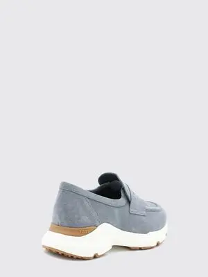 TOD'S Suede Loafers With Penny Bar And Rubber Sole - Grey