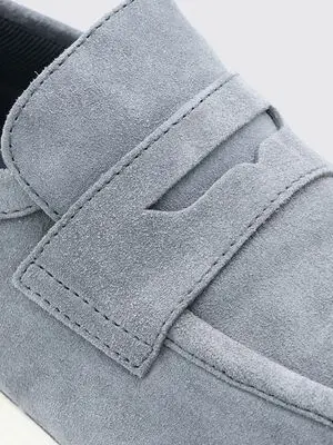 TOD'S Suede Loafers With Penny Bar And Rubber Sole - Grey