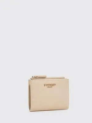TWINSET Polyurethane Bifold Wallet With Metal Logo And Snap Closure