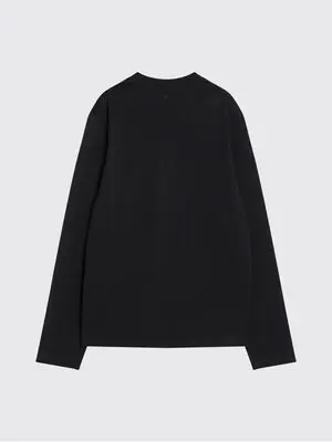 AMI Paris Long-sleeved Cotton Jersey T-shirt With Embroidered Logo - Black