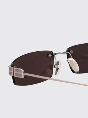 Balenciaga Rectangular Aviator Metal Sunglasses With Monogram Logo - Grey